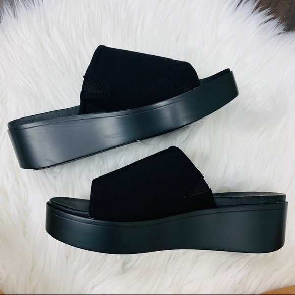 Shoes | Black Stretch Platform Sandal | Poshmark